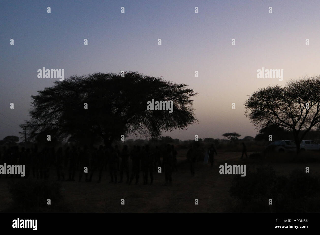 Nigerien soldiers begin training as the sun rises during Exercise ...