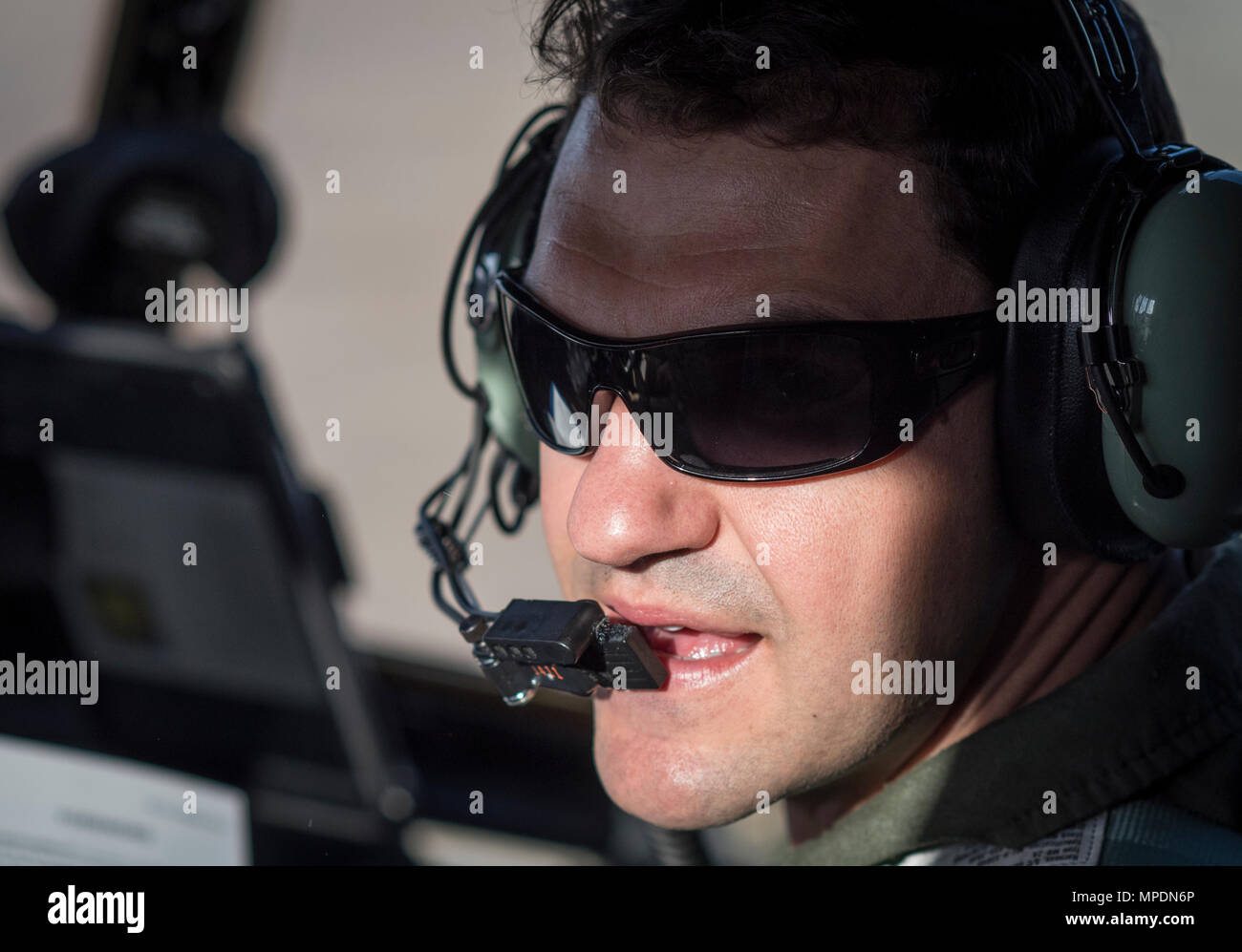 A U.S. Air Force flight engineer assigned to the 4th Special Operations ...