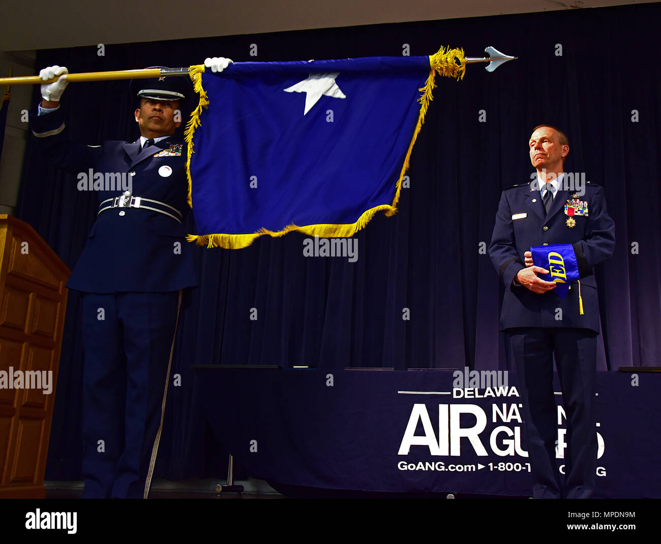 The one star general flag is furled during the retirement ceremony ...
