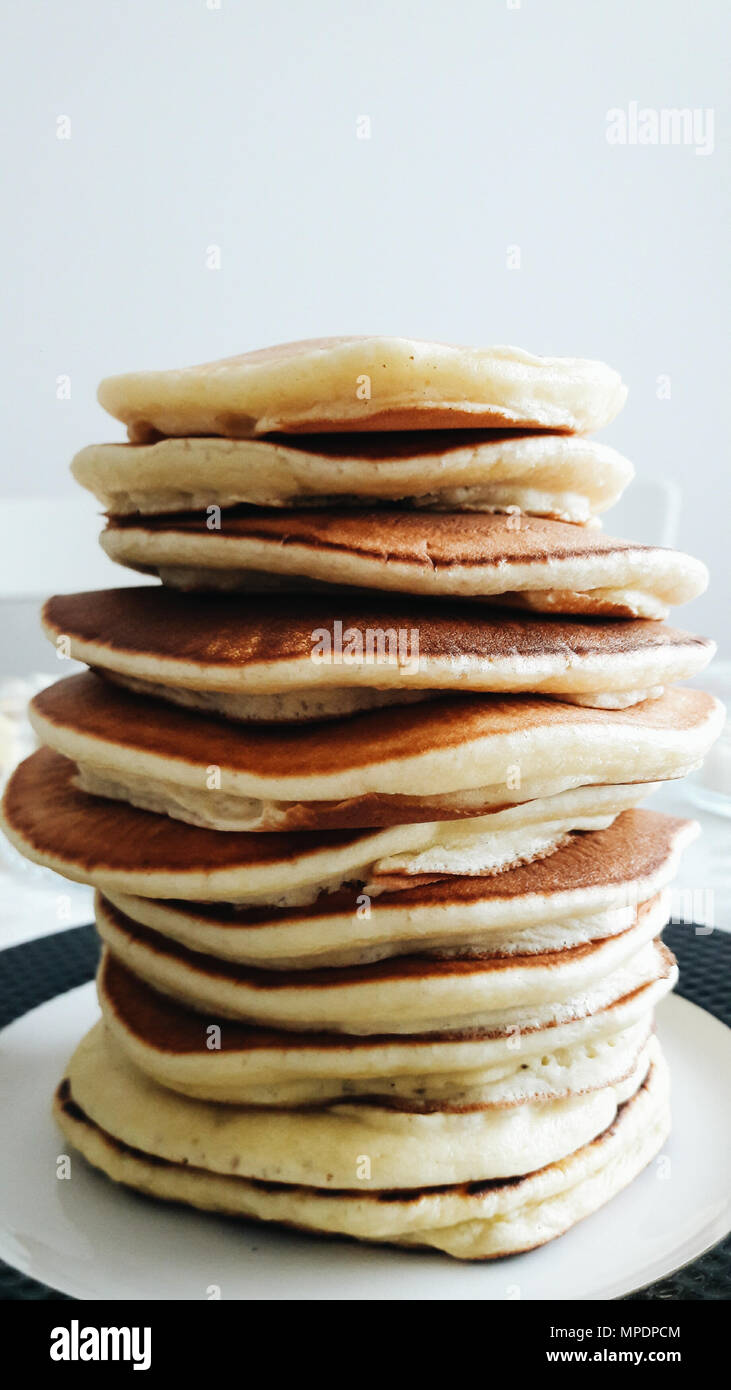 Stack of Plain Pancakes. dessert concept Stock Photo - Alamy