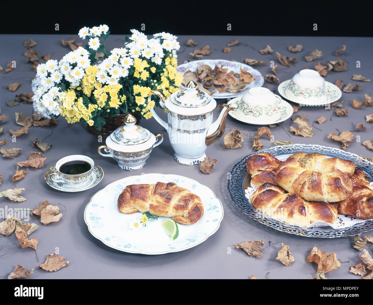 Table, breakfast, croissant Stock Photo - Alamy