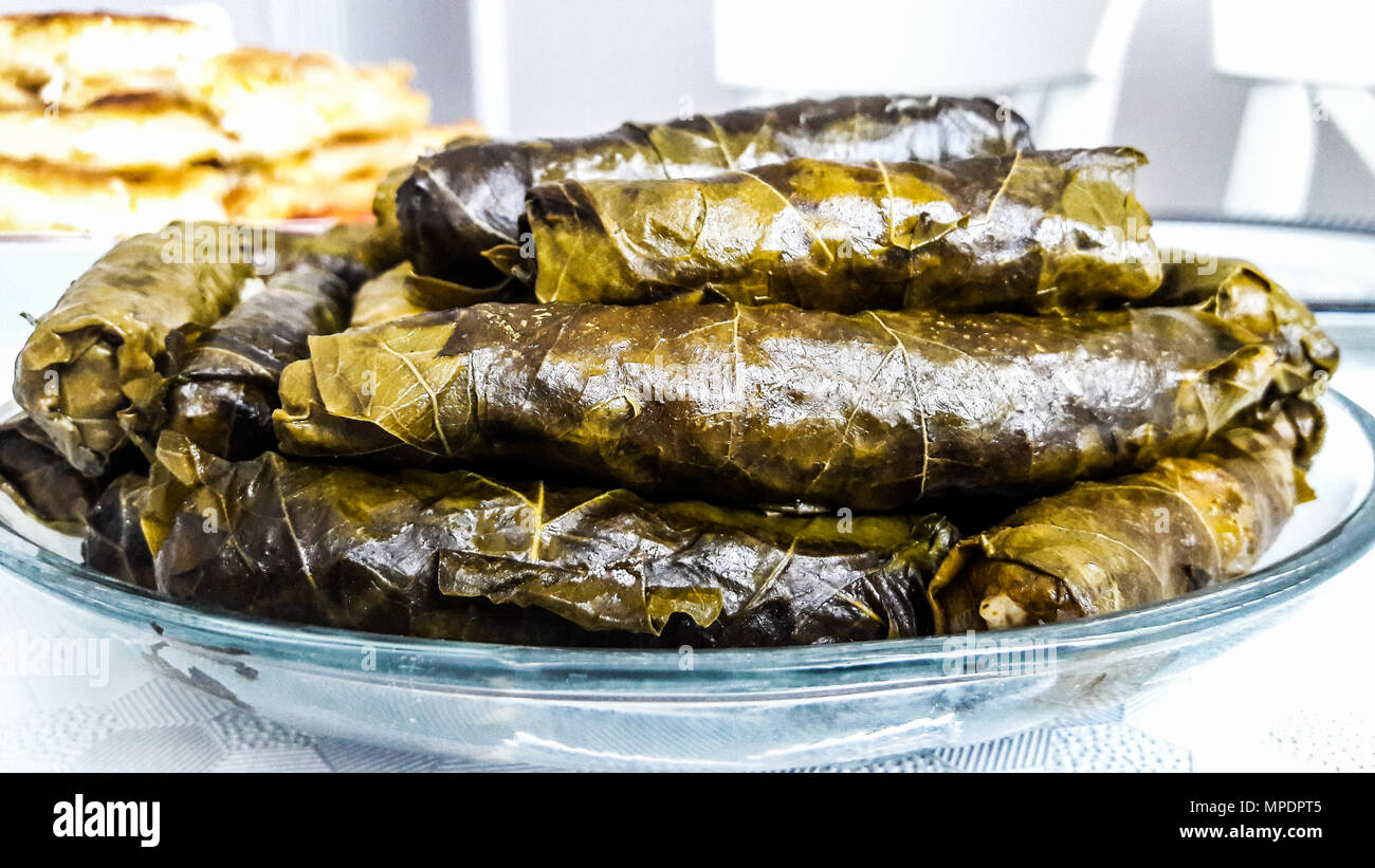 Turkish Sarma Zeytinyagli Dolma / Stuffed Grape Leaves. Traditional ...