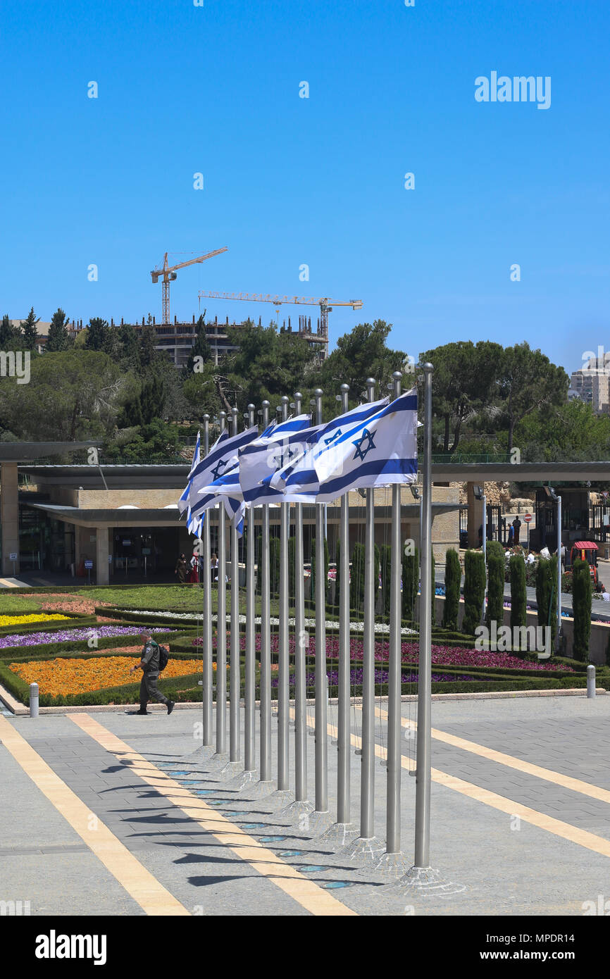 Jerusalem, Israel - 16 May 2018: View of the forecourt of the Knesset ...