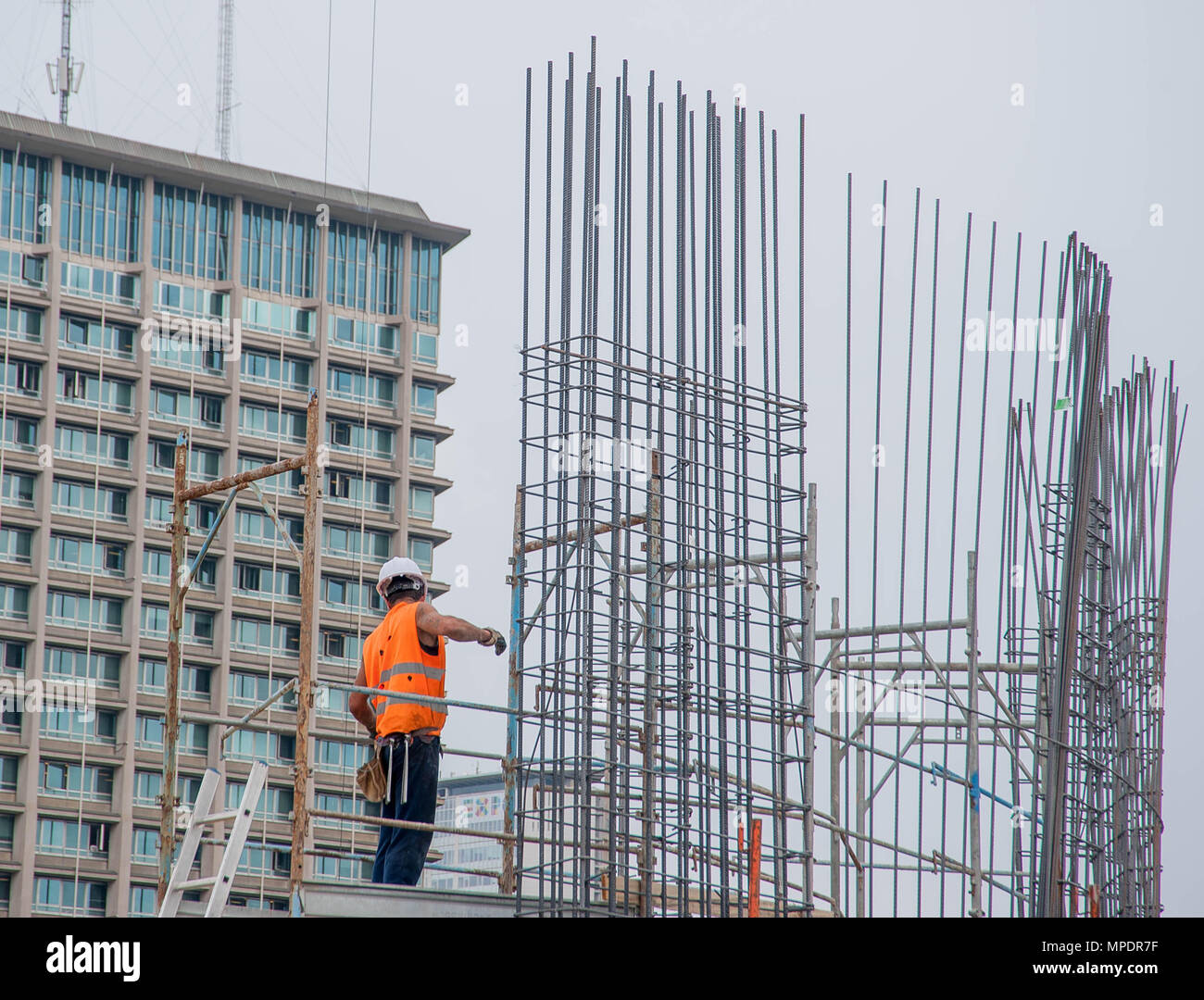 Milan Italy September2014:worker prepares for reinforced concrete Stock ...