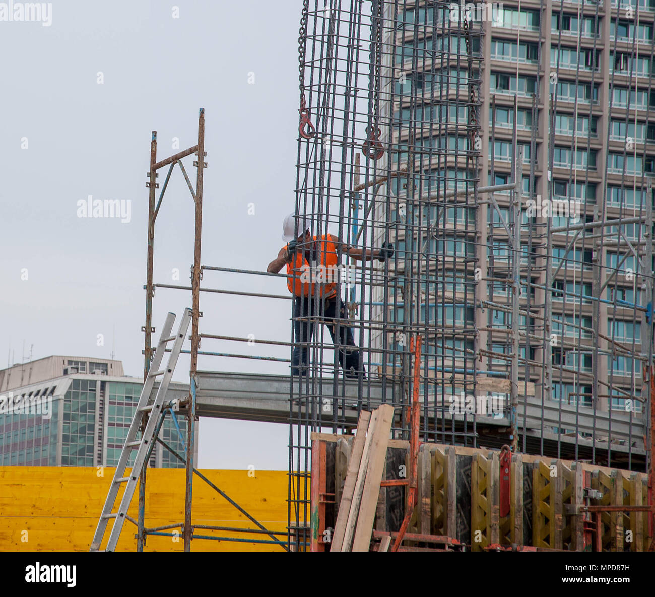 Milan Italy September2014:worker prepares for reinforced concrete Stock ...