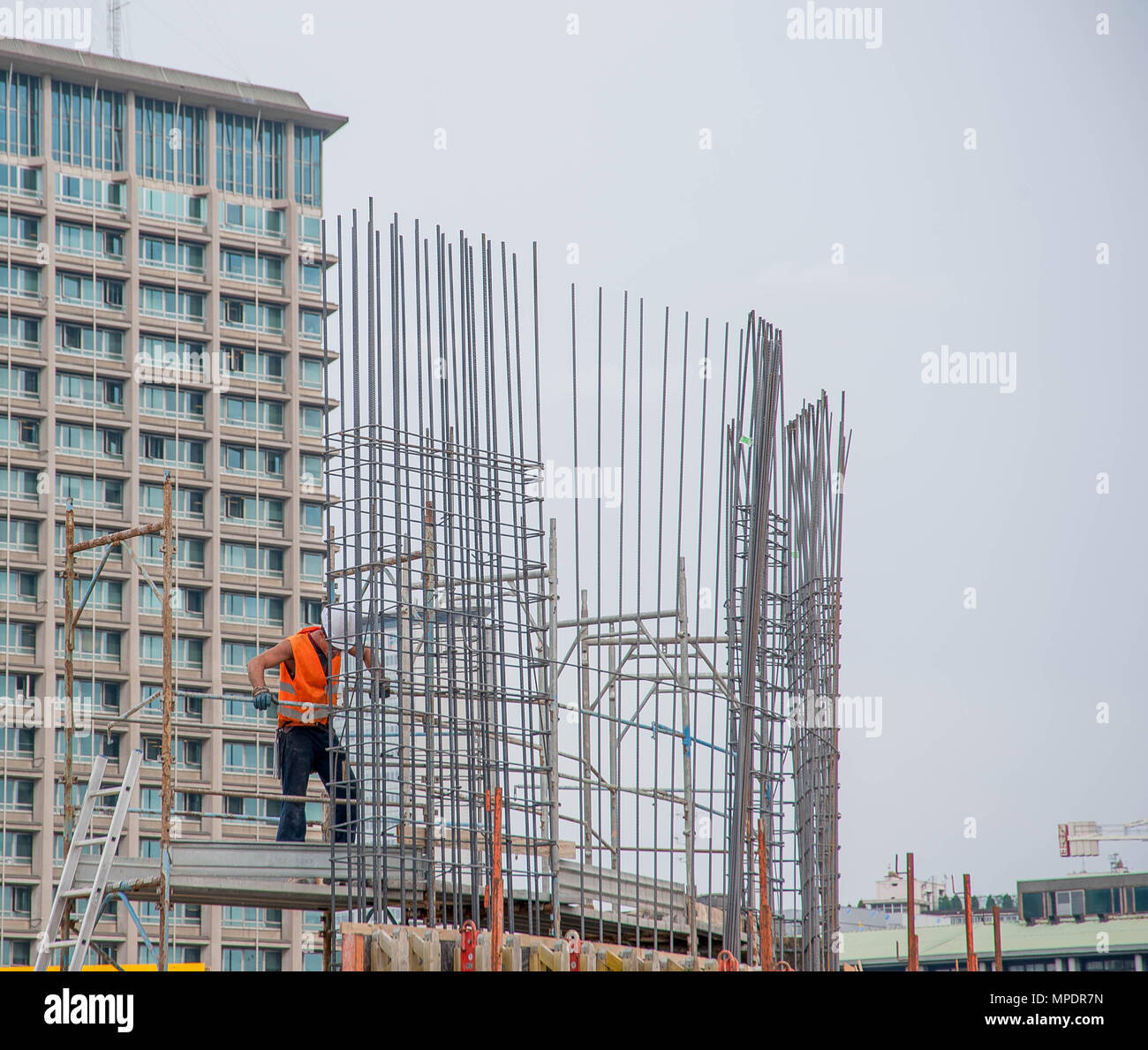 Milan Italy September2014:worker prepares for reinforced concrete Stock ...