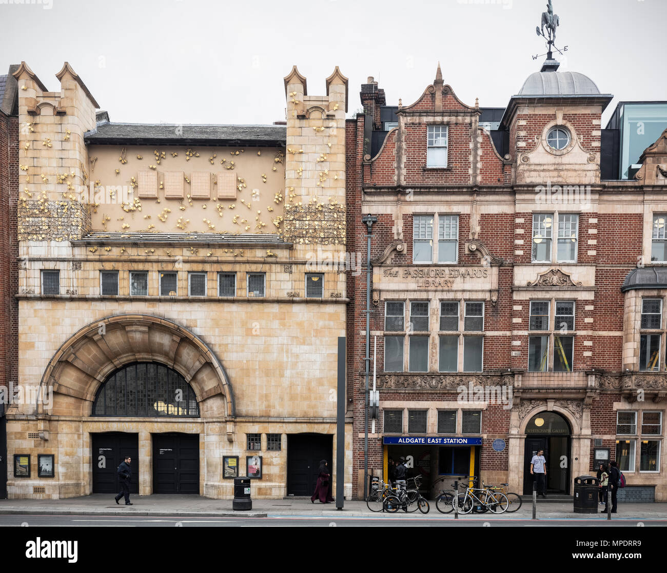 Whitechapel Gallery and Aldgate East Underground Station Stock Photo ...