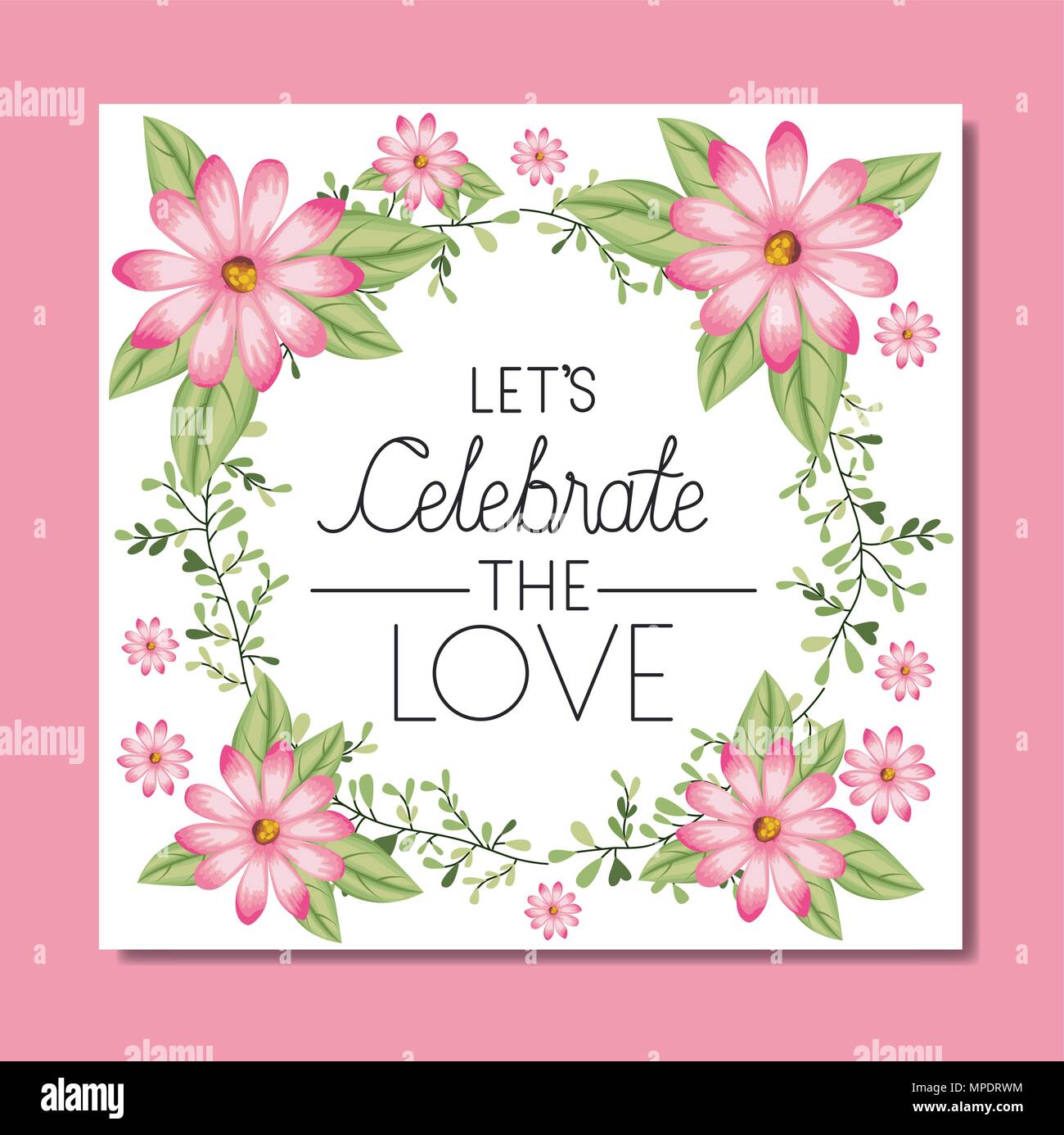 wedding and married invitation with wreath and ribbon vector ...