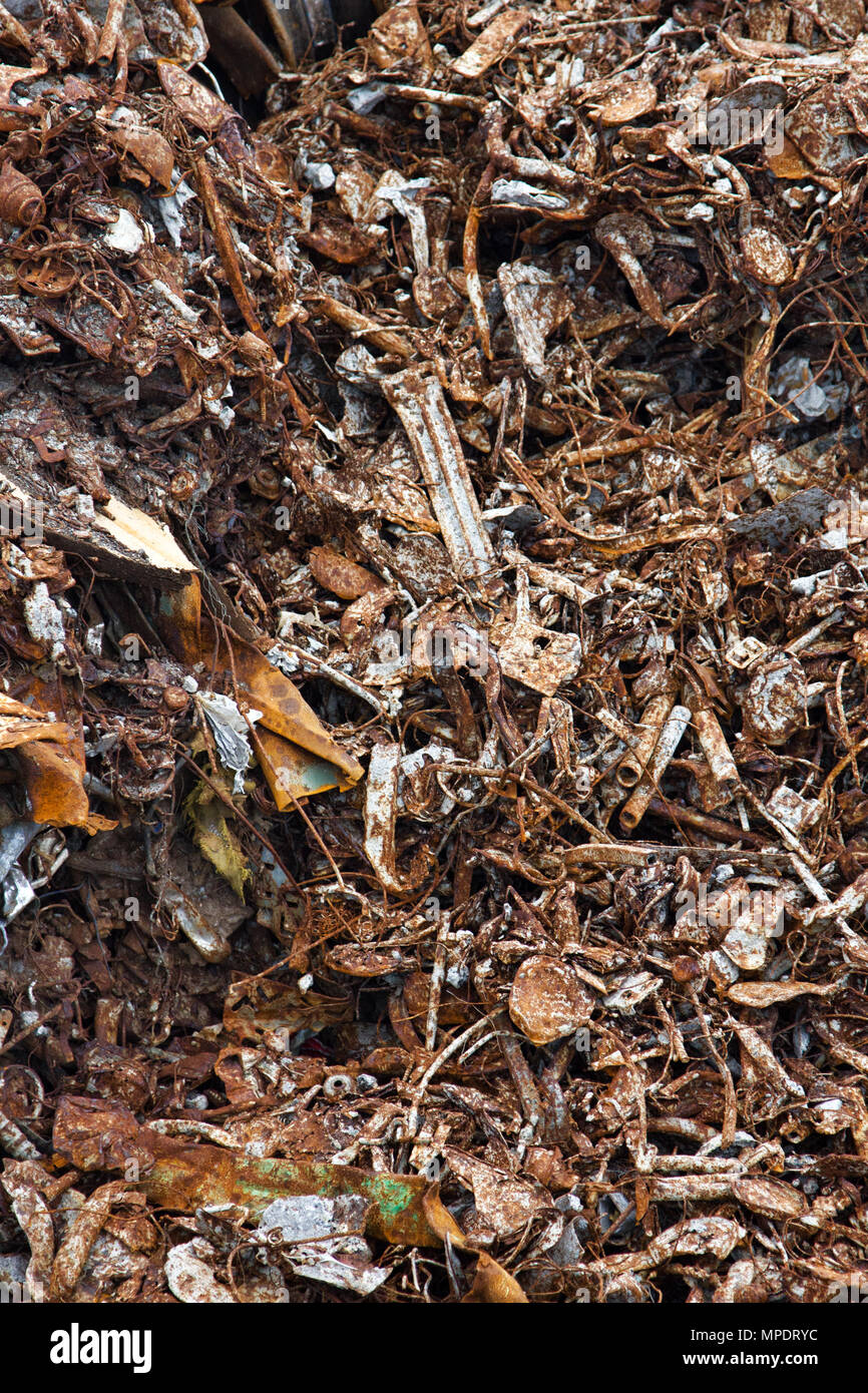 Mountain of scrap metal - predominantly ferrous metals. Enterprise for ...