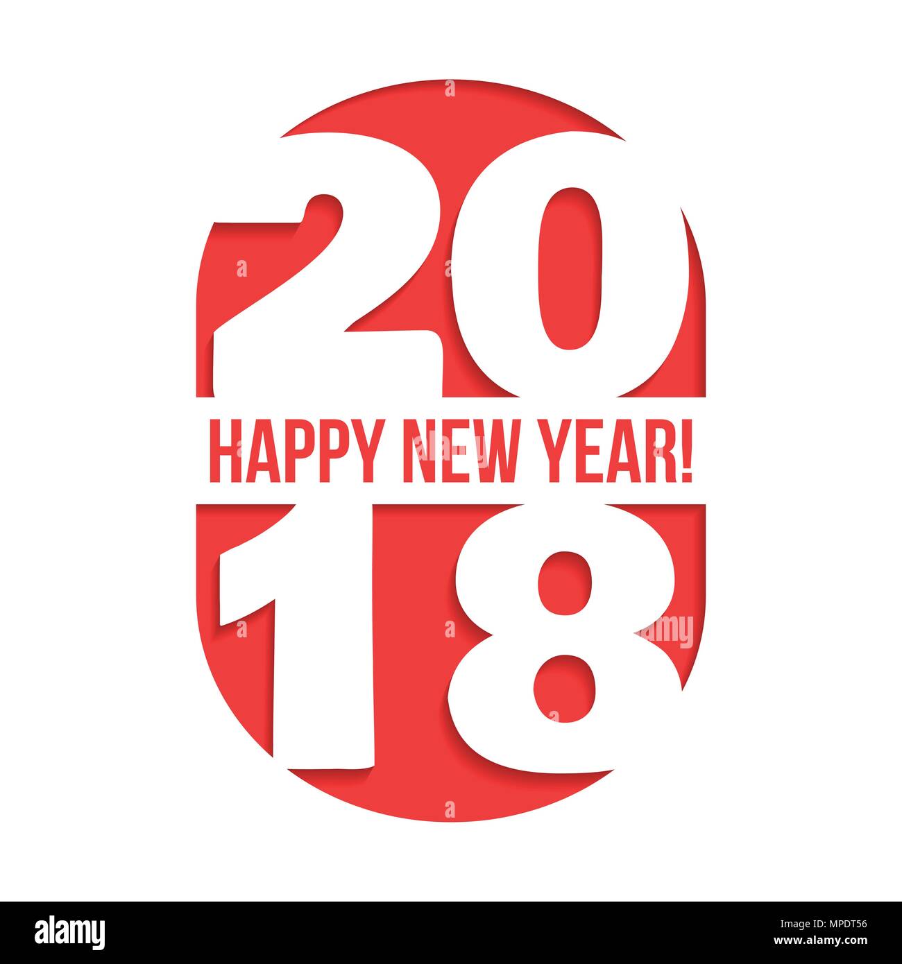 2018 Happy New Year greeting card. Paper art or origami greeting card ...