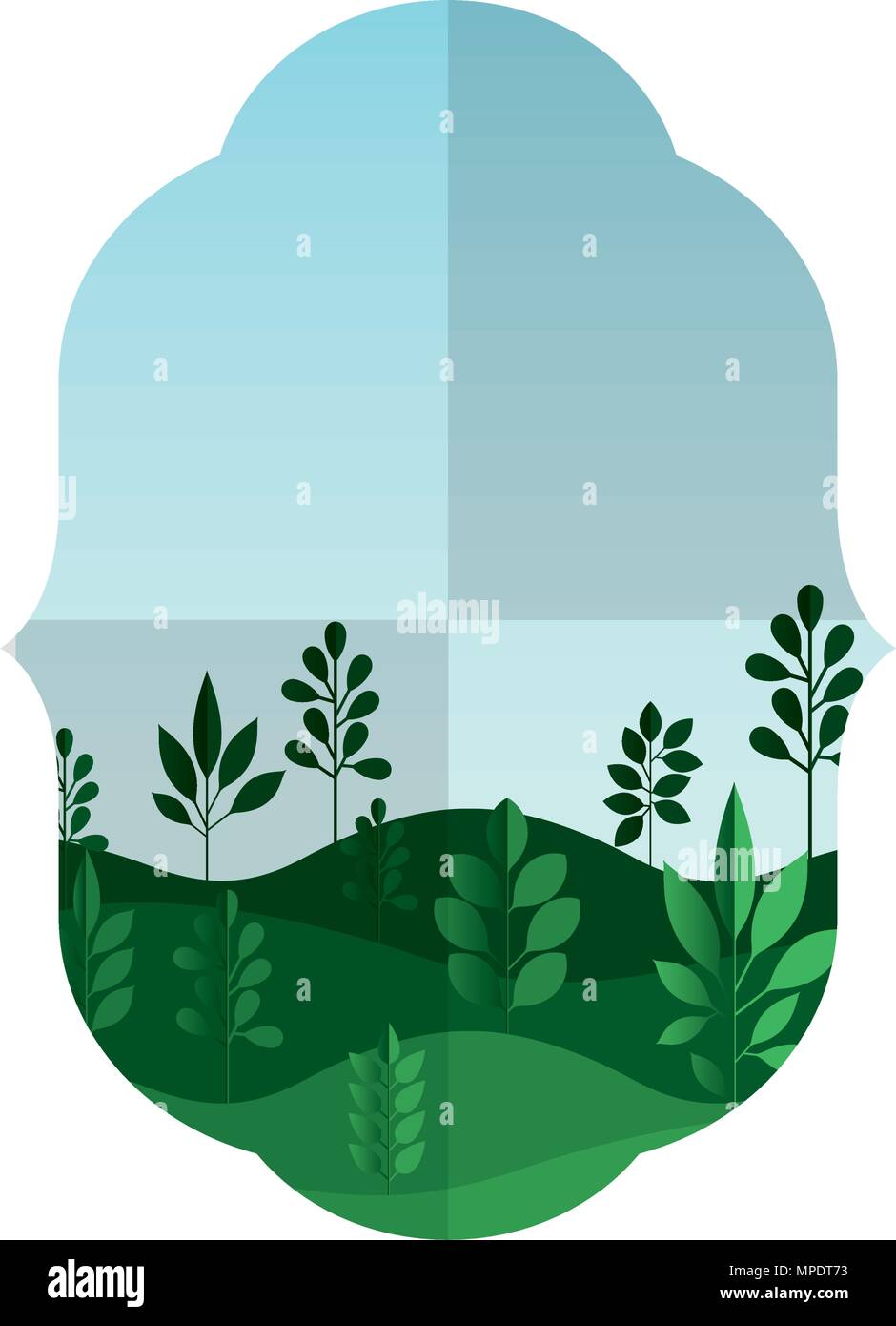 elegant frame with landscape scene vector illustration design Stock ...