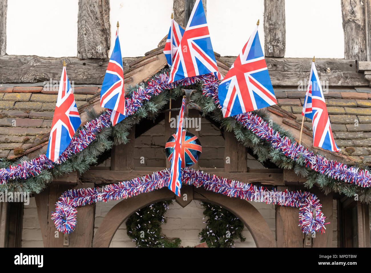 Royal Family British Christmas decorations with old oak beams Union ...