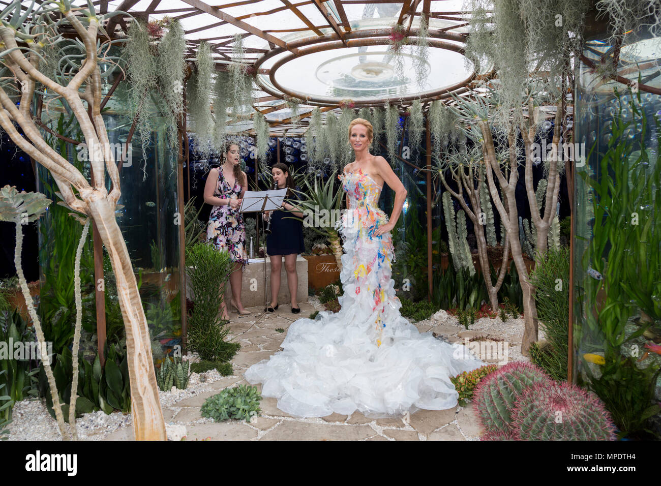 RHS Chelsea Flower Show, world-champion freediver Tanya Streeter poses ...