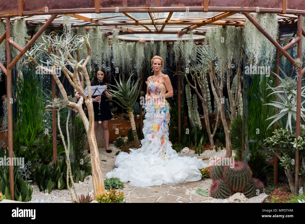RHS Chelsea Flower Show, world-champion freediver Tanya Streeter poses ...