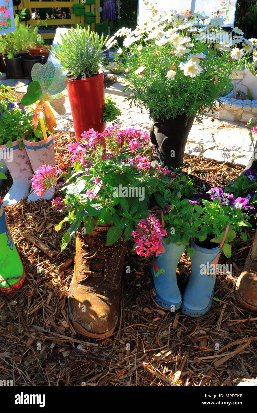 Boot flowers pots hi-res stock photography and images - Alamy