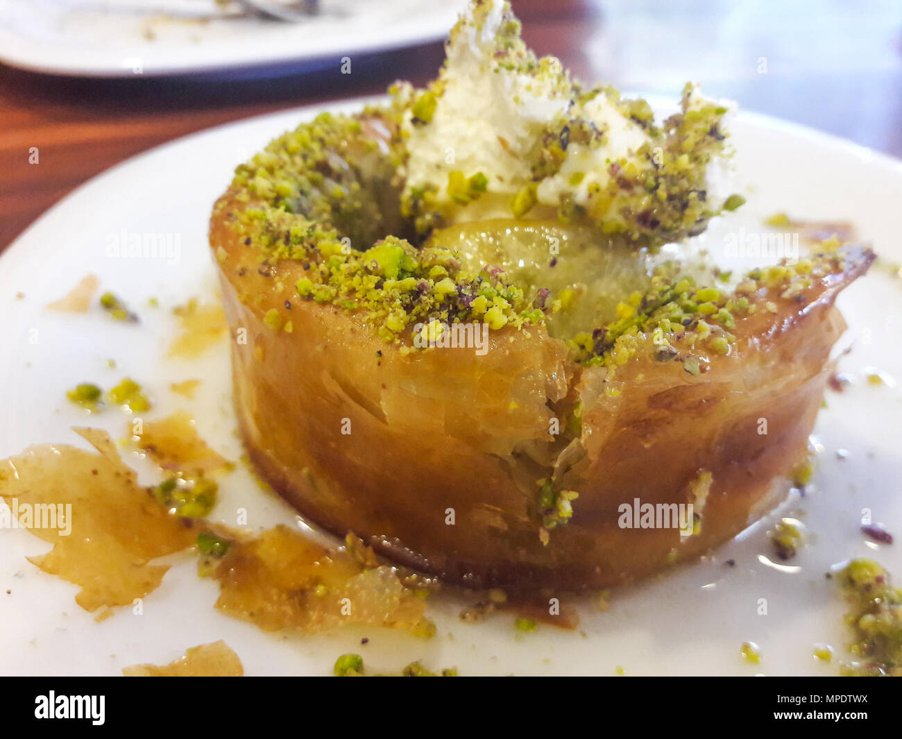 Turkish Dessert Sac Arasi / Kunefe Kadayif or Katmer. Traditional Food ...