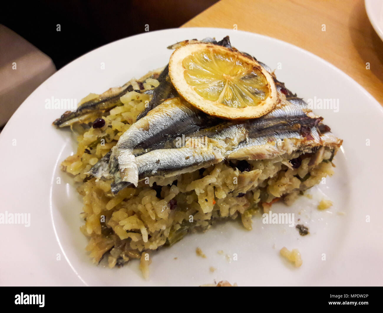 Traditional Karadeniz Food Hamsi Pilav / Anchovy with Rice. Seafood ...