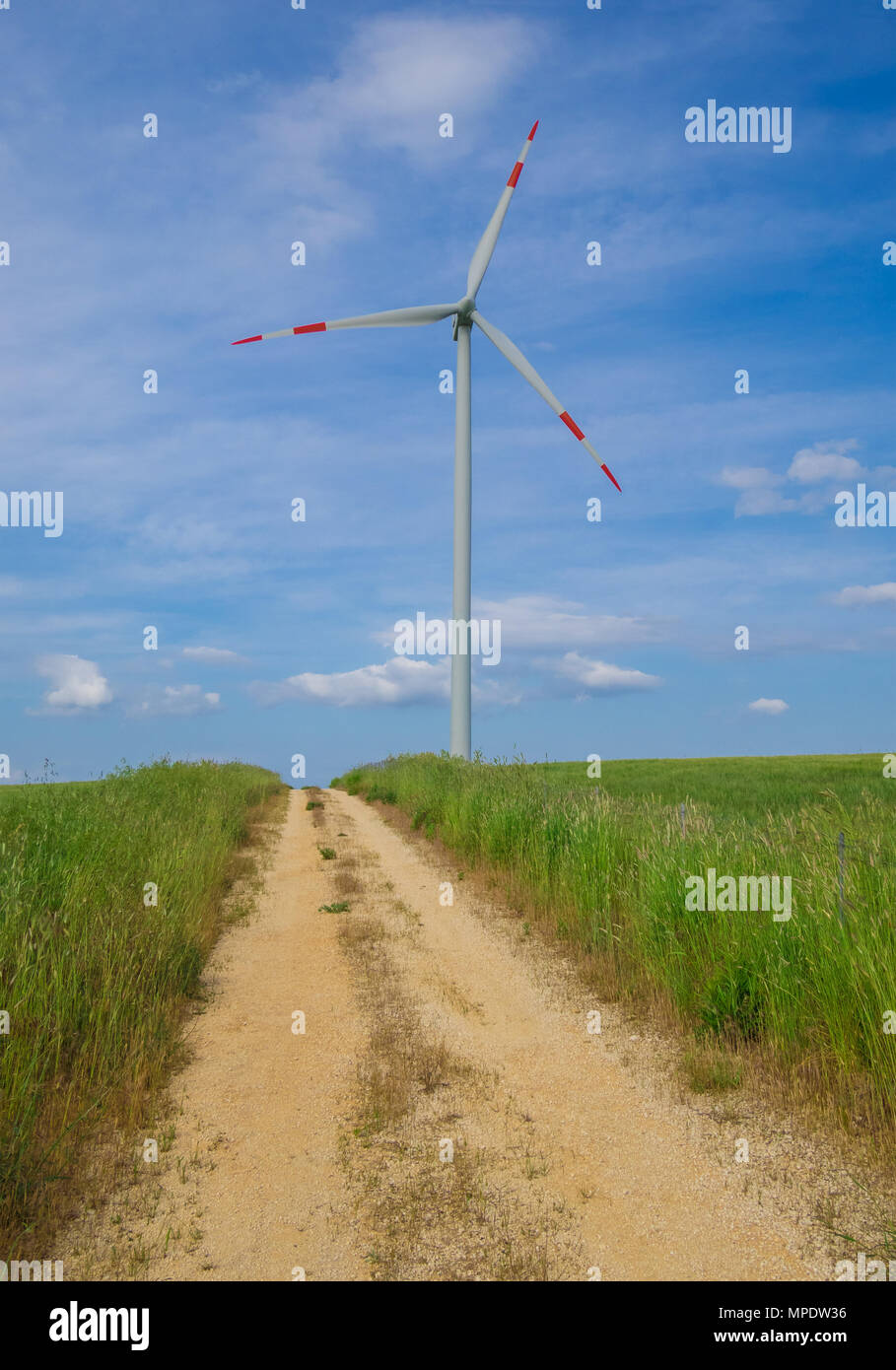 Puglia (Italy) - Wind farm landscape with wind turbines and expanses of ...