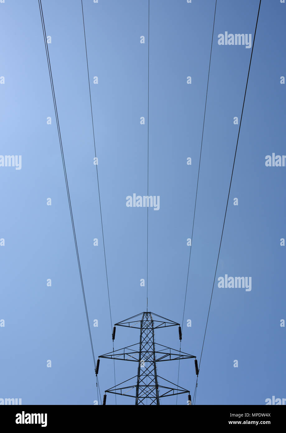 Electricity pylon and overhead power lines part of the the National ...