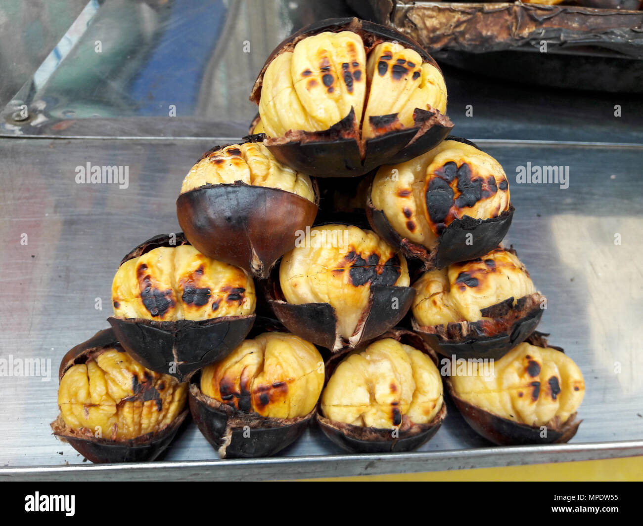 Turkish Street Food Chestnut with Shell / Kestane. Organic Food Stock ...