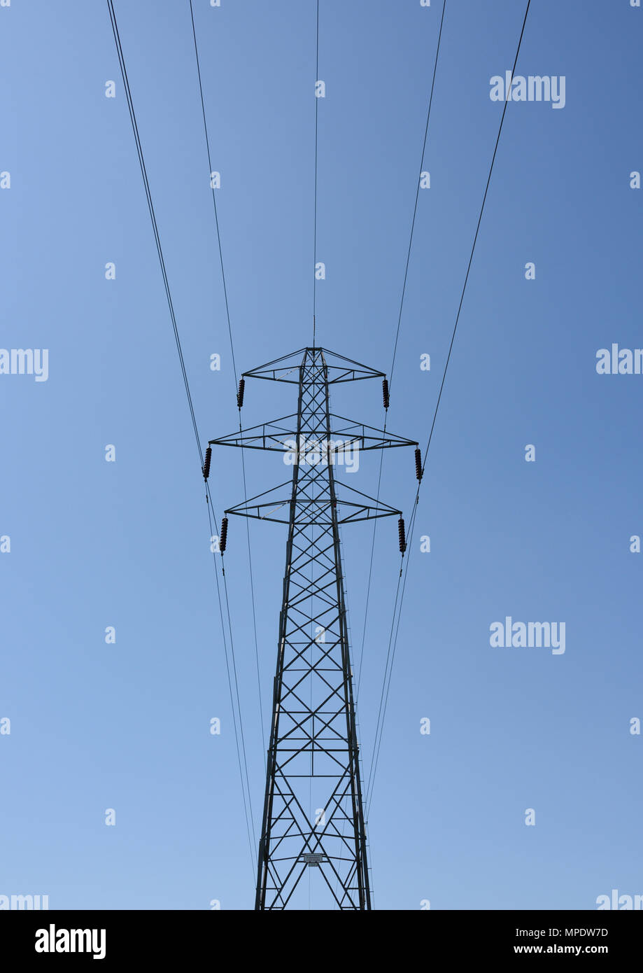 Electricity pylon and overhead power lines part of the the National ...