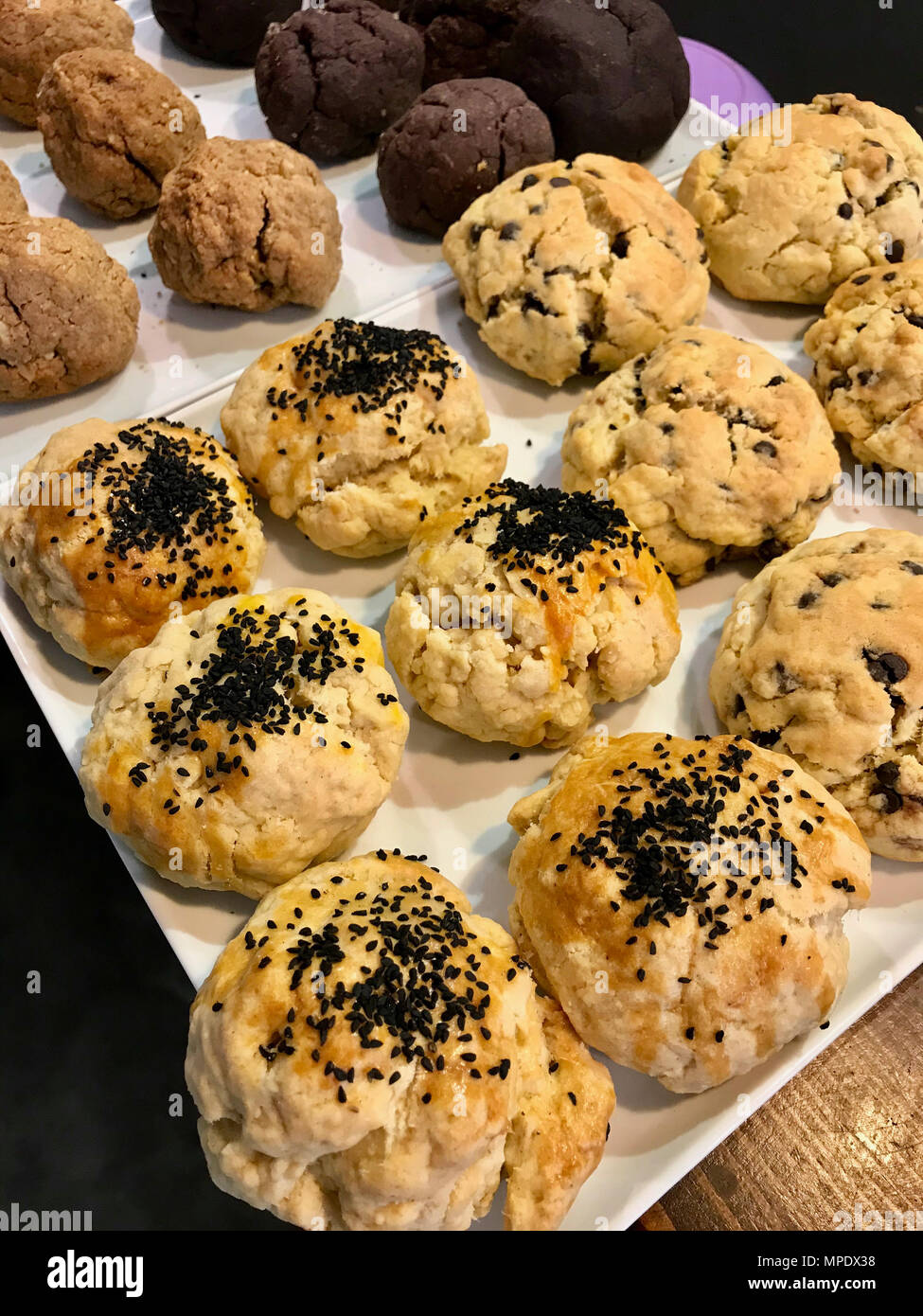 Freshly Baked Sweet and Salted Pastries with Cumins Seeds on Tray at ...
