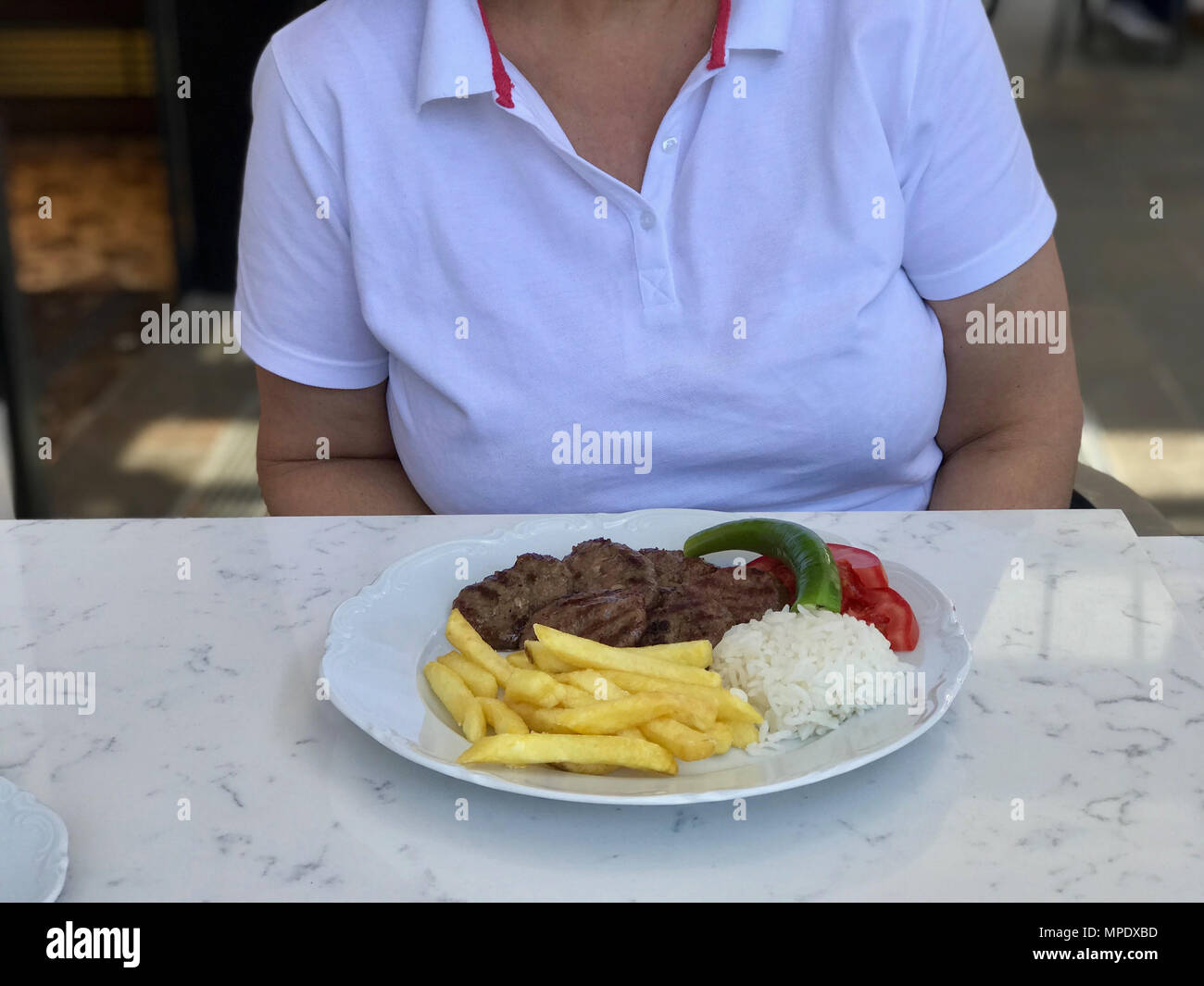 Turkish Food Kofte or Kofta / Stack of Meatballs with Rice Pilav ...