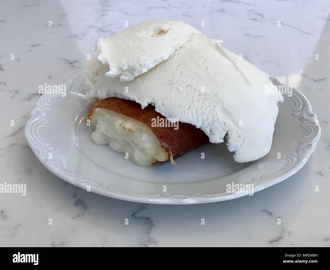 Turkish Milk Baked Pudding Kazandibi with Ice Cream. Traditional ...