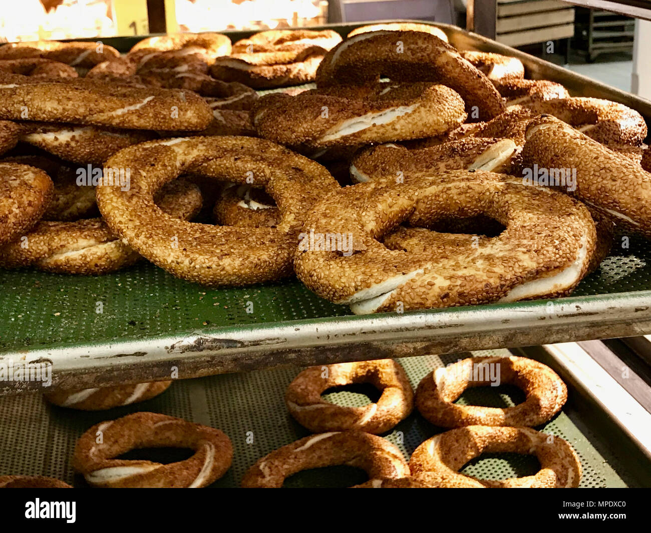 Turkish Pastry Bagel Simit on Tray. Traditional Bakery Stock Photo - Alamy