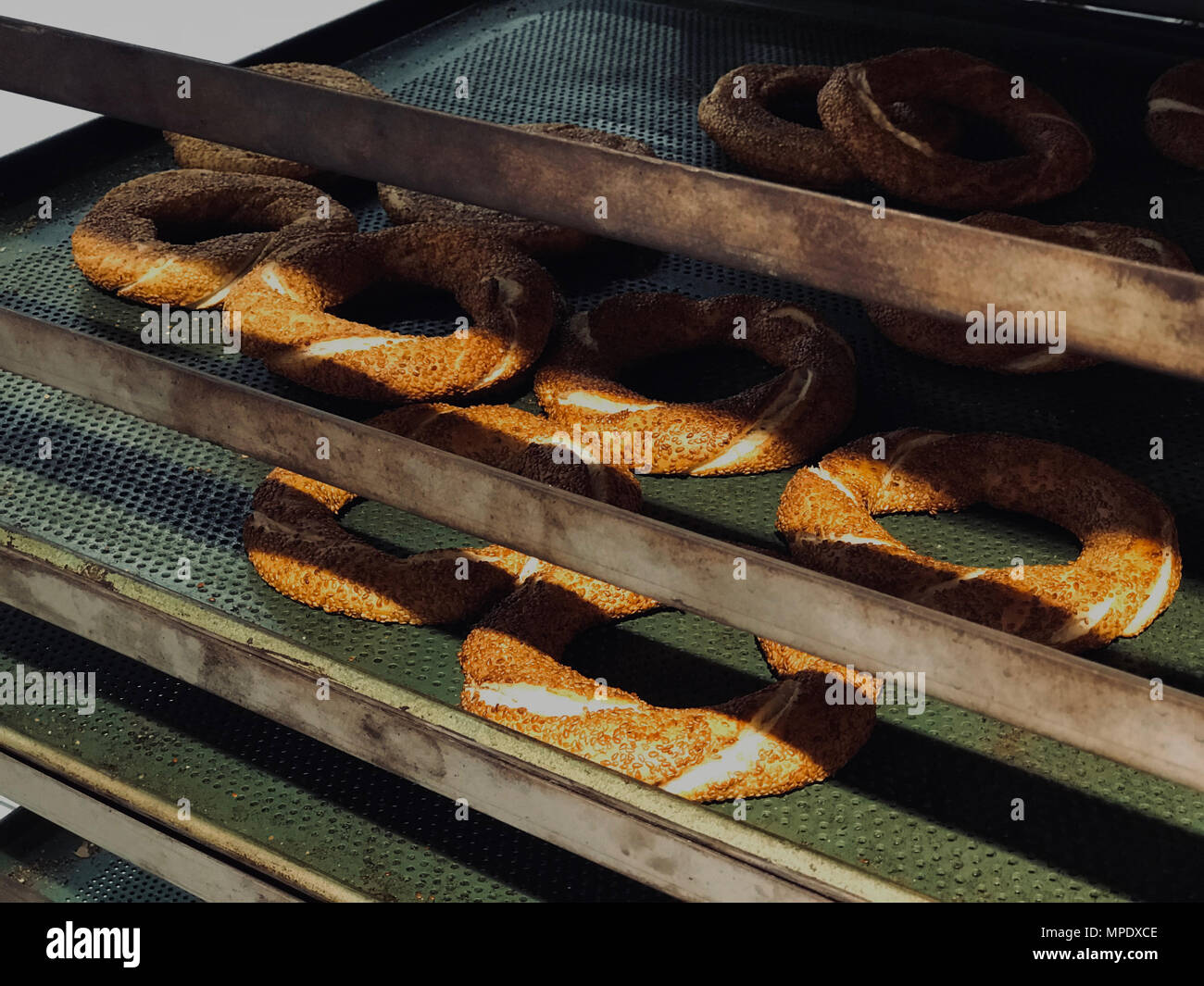 Turkish Pastry Bagel Simit on Tray. Traditional Bakery Stock Photo - Alamy