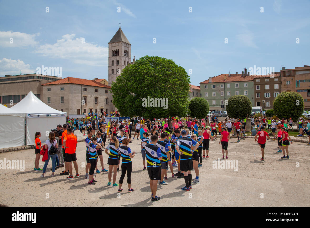 Runners athletes and competitors prepare and warm up for The Croatian ...