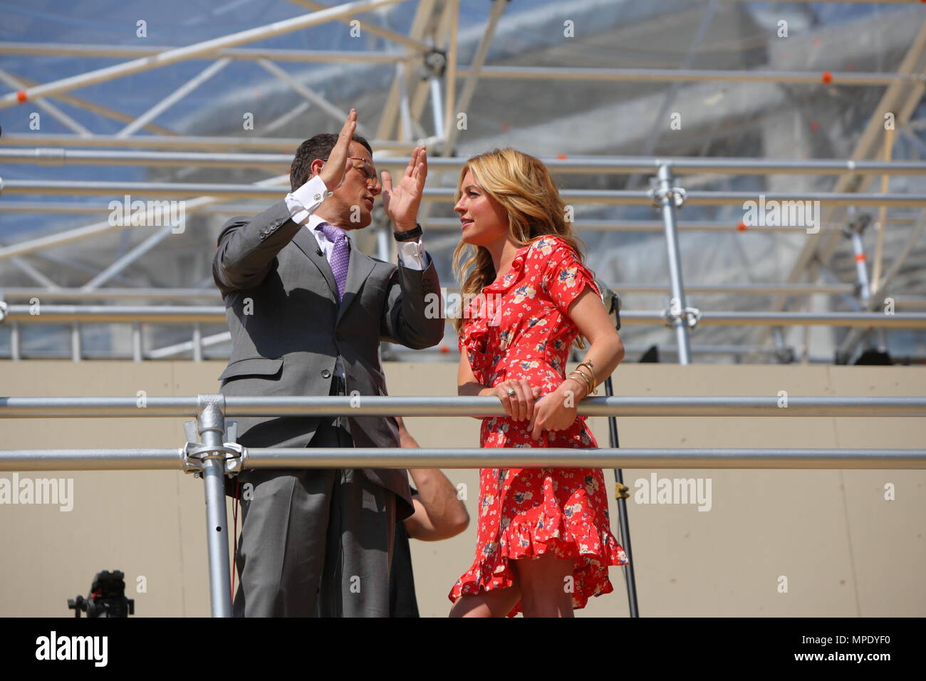 Cat Deeley in a pretty floral summer dress, presenting with co host ...