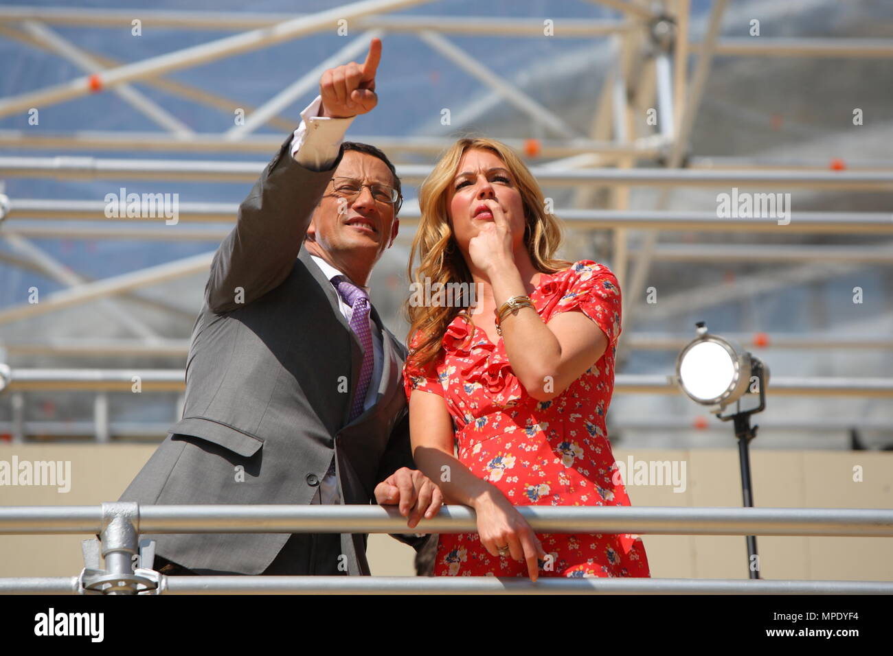 Cat Deeley in a pretty floral summer dress, presenting with co host ...