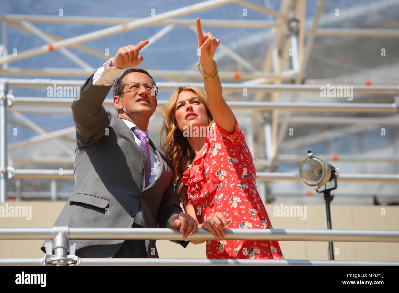Cat Deeley in a pretty floral summer dress, presenting with co host ...