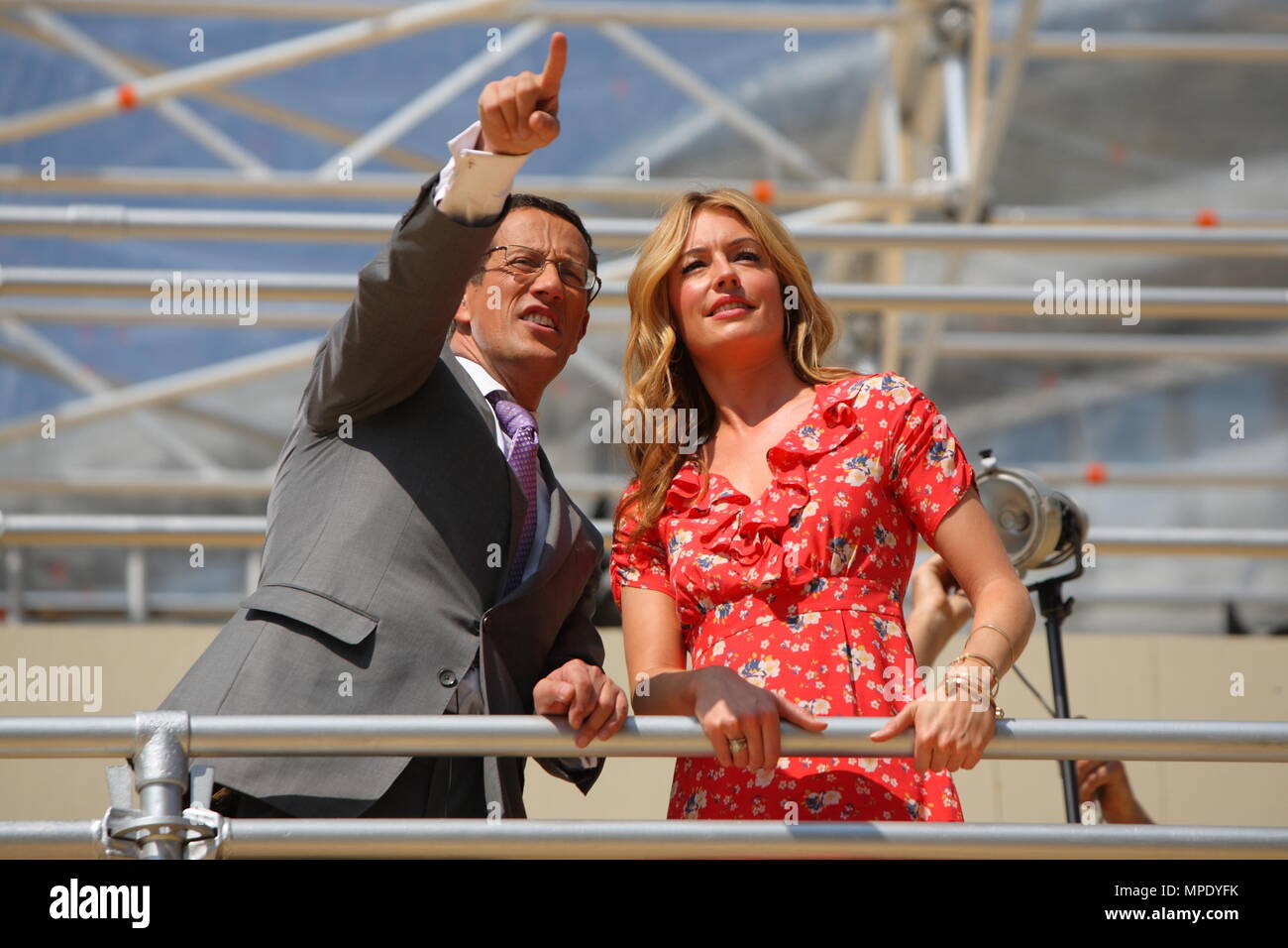 Cat Deeley in a pretty floral summer dress, presenting with co host ...