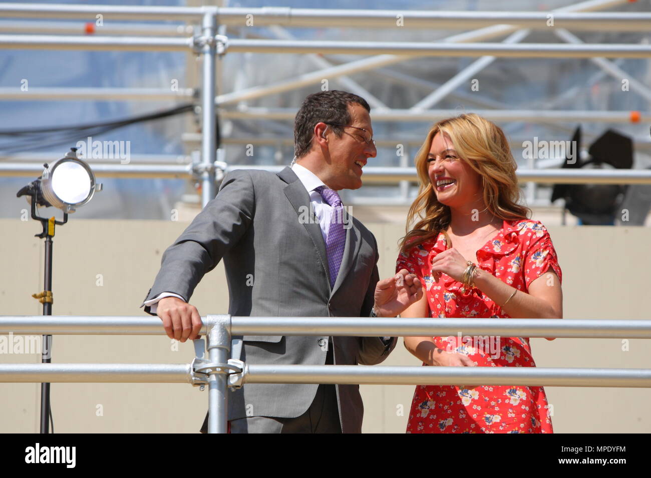 Cat Deeley in a pretty floral summer dress, presenting with co host ...