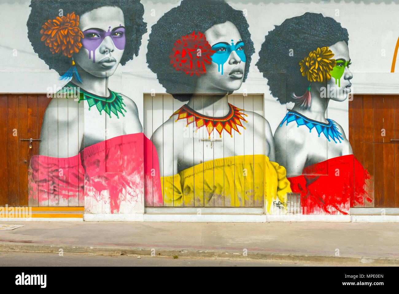 Cartagena, Colombia - March 27, 2017: Street art graffiti on a wall in ...