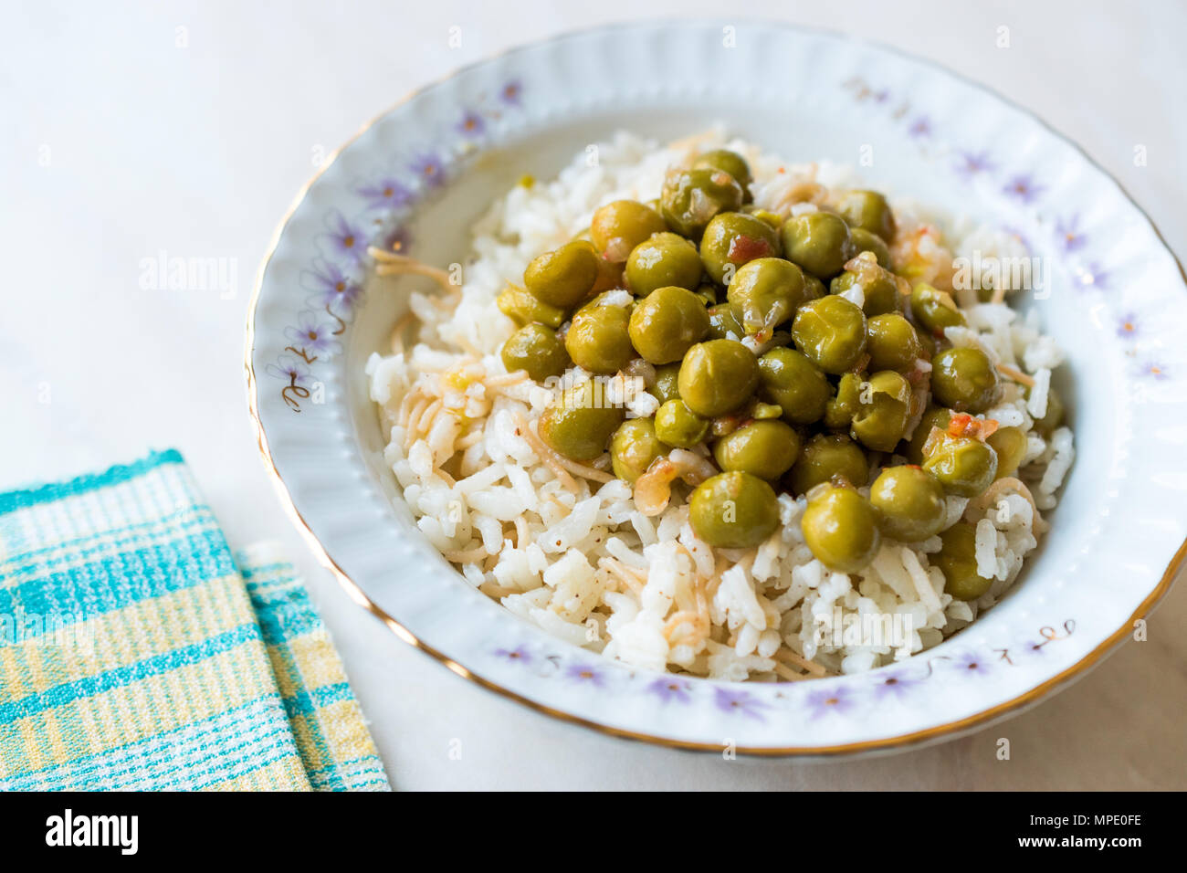 Turkish Rice with Green Peas / Pilav Bezelye / Pilaf. Traditional Food ...