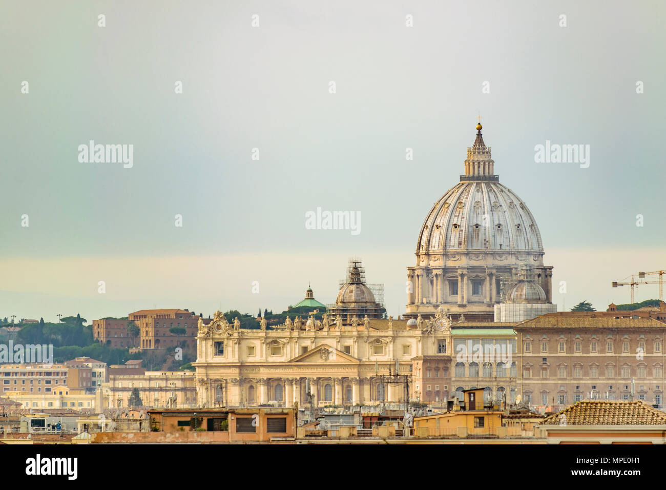 Aerial view of Rome city with st peters dome as main subject Stock ...