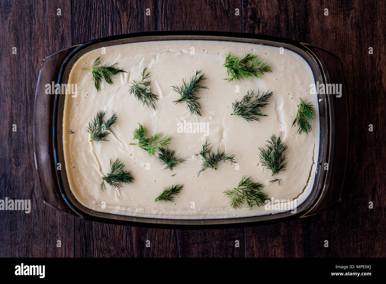 Turkish Appetizer Meze Fava with dill. Traditional food concept Stock ...
