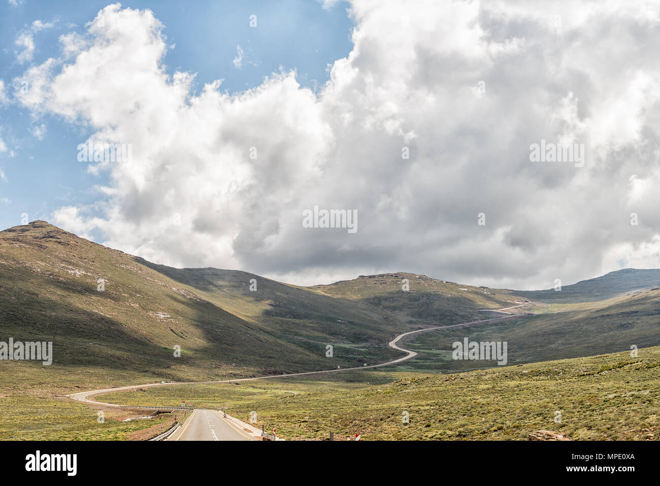 Black Mountain Pass in Lesotho. The highest point of the pass is 3240 ...