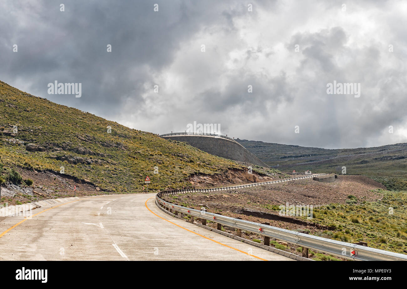 Black Mountain Pass in Lesotho. The highest point of the pass is 3240 ...