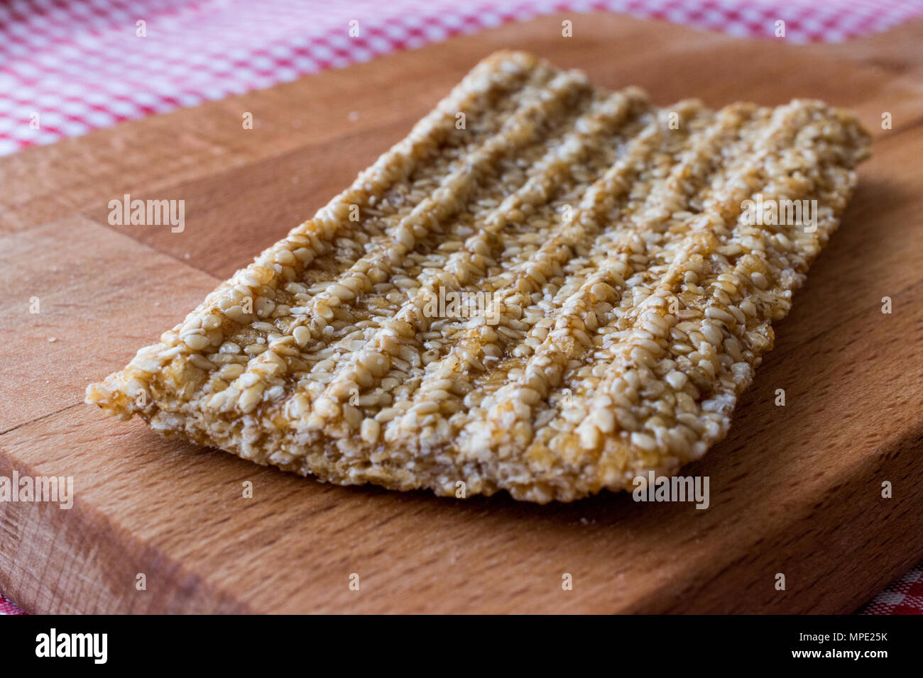 Energy bar with sesame and croquant. Protein Bar Stock Photo - Alamy