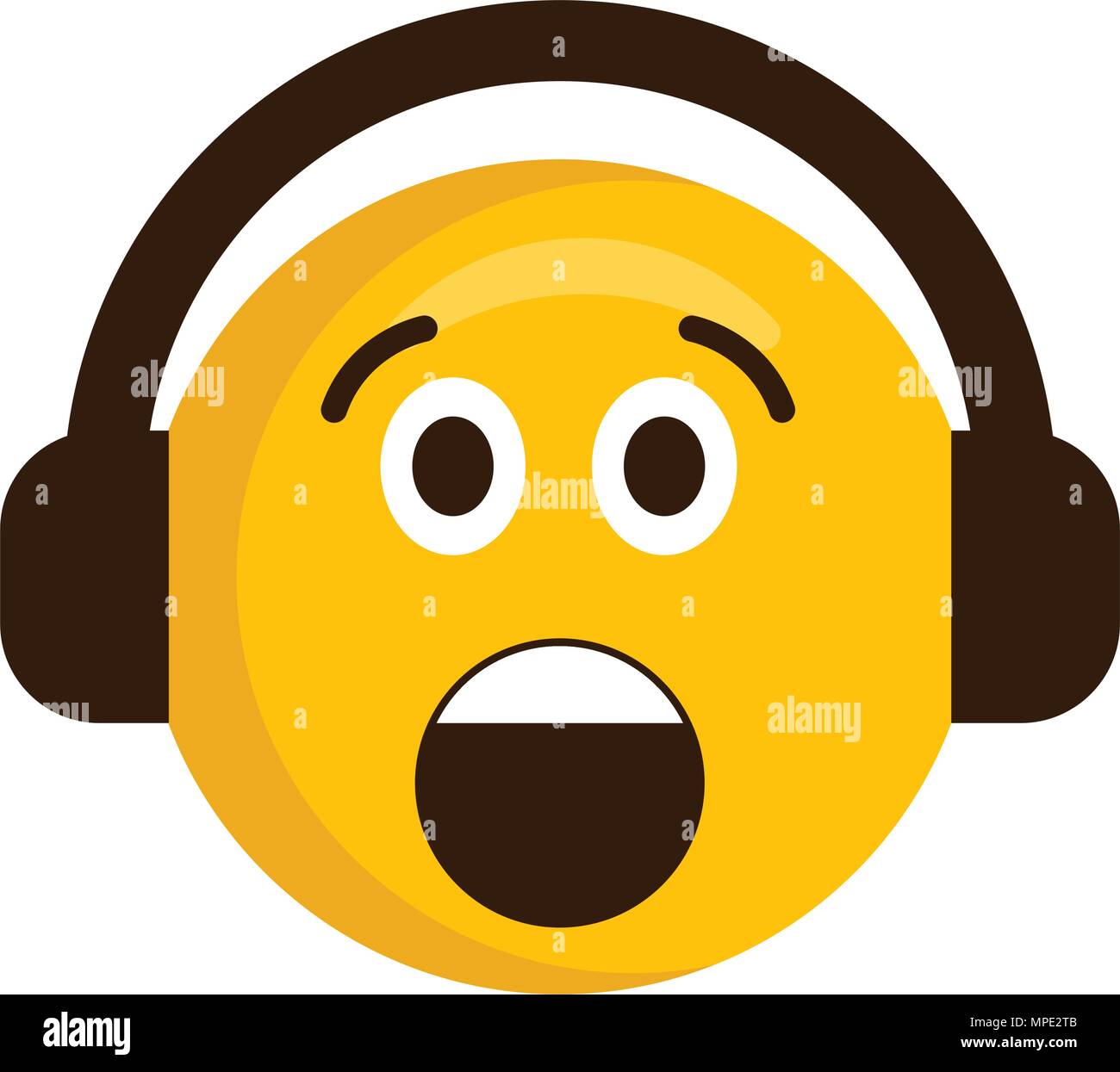 Surprised emoji with headphones icon Stock Vector Image & Art - Alamy