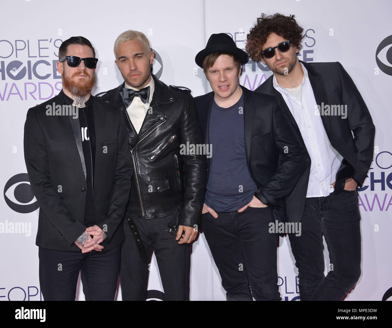 Andy Hurley, Peter Wentz, Patrick Stump and Joe Trohman of music group ...