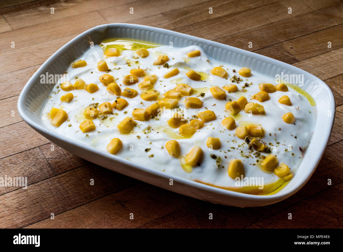 Turkish Appetizer Yogurt with corn. Traditional Appetizer Stock Photo ...