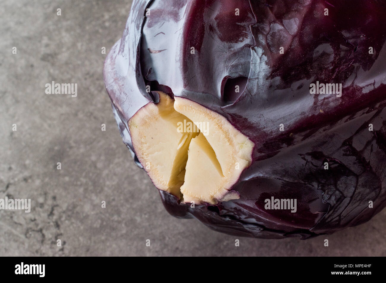 Whole Red Cabbage on Grey Surface. Organic Food Stock Photo - Alamy