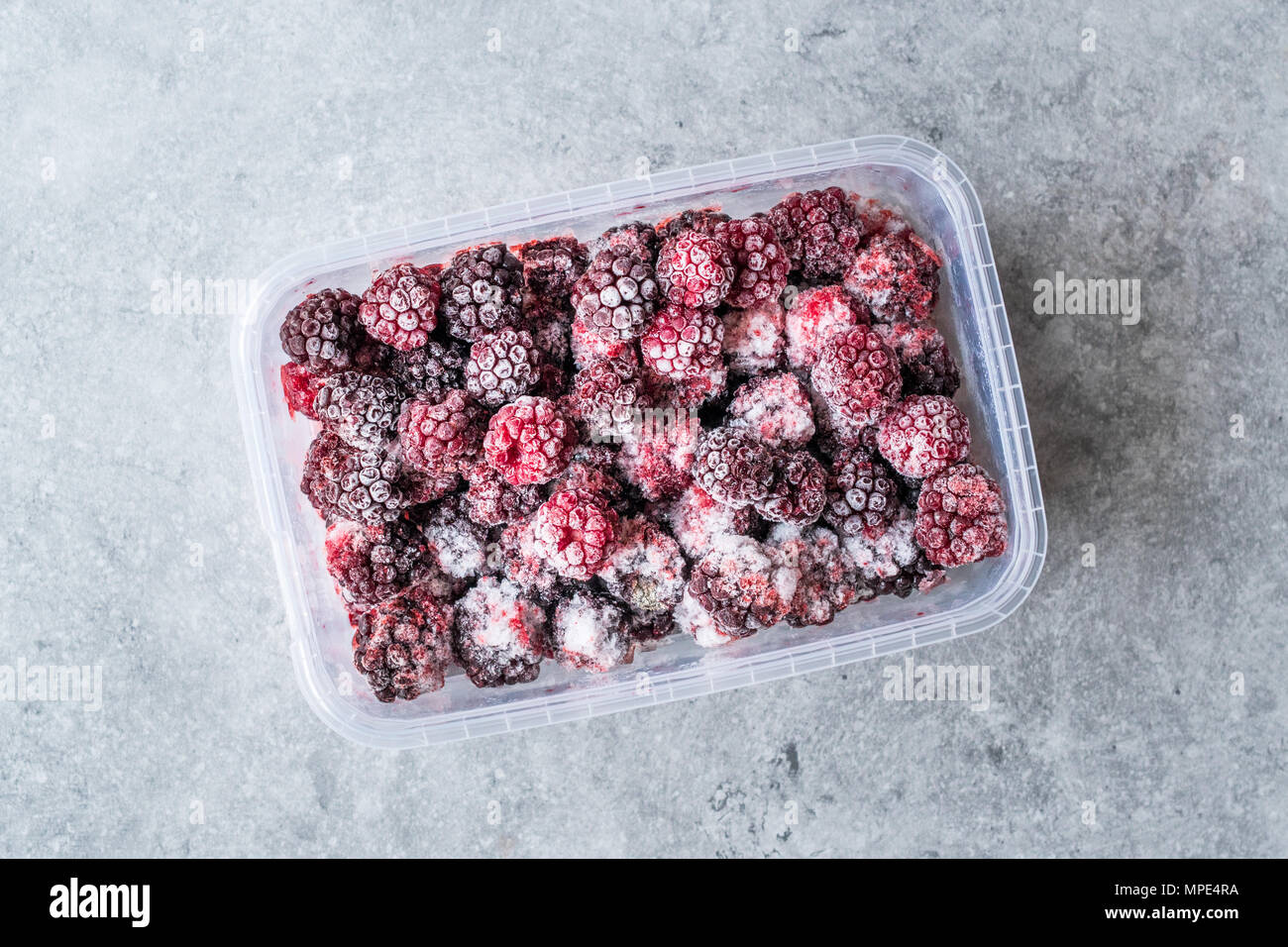 Frozen Blackberry in Plastic Box. Organic Fruit Stock Photo - Alamy