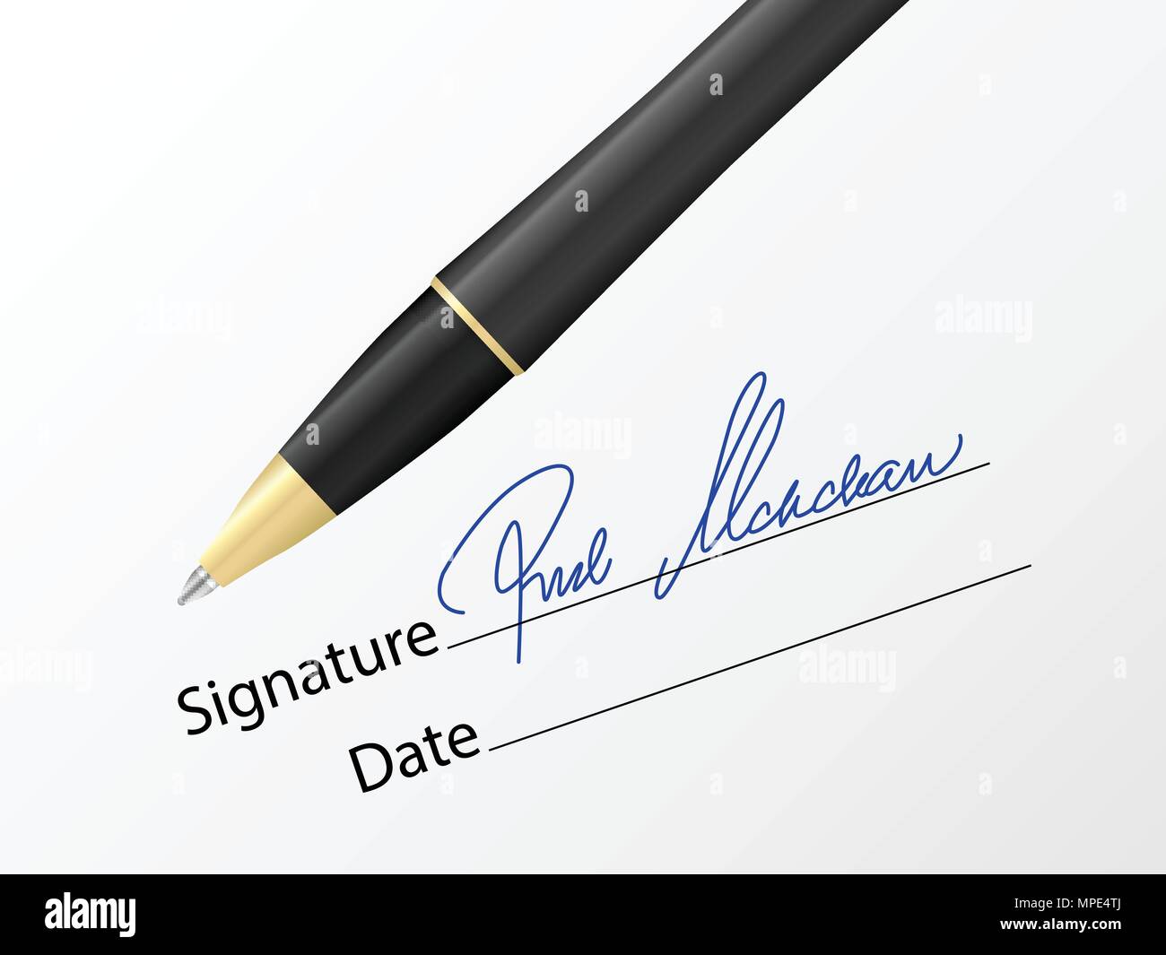 Ballpoint pen and signature on a white background Stock Vector Image ...