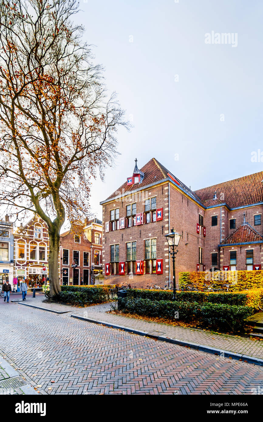 Typical Dutch traditional brick street with historical Dutch brick ...